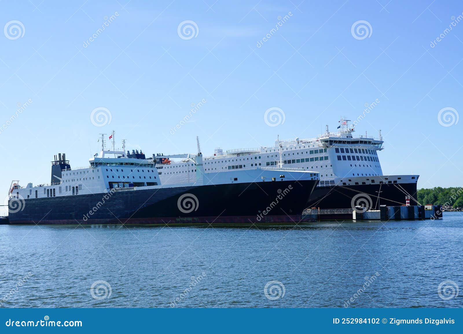Two Large Cargo and Passenger Ferries Moored in the Harbor Stock Photo ...