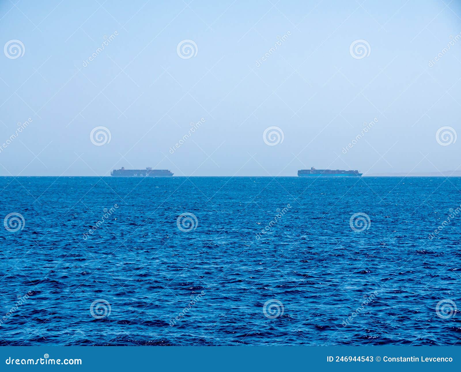 Two Large Cargo Ships Carrying Containers by Sea. Stock Image - Image ...