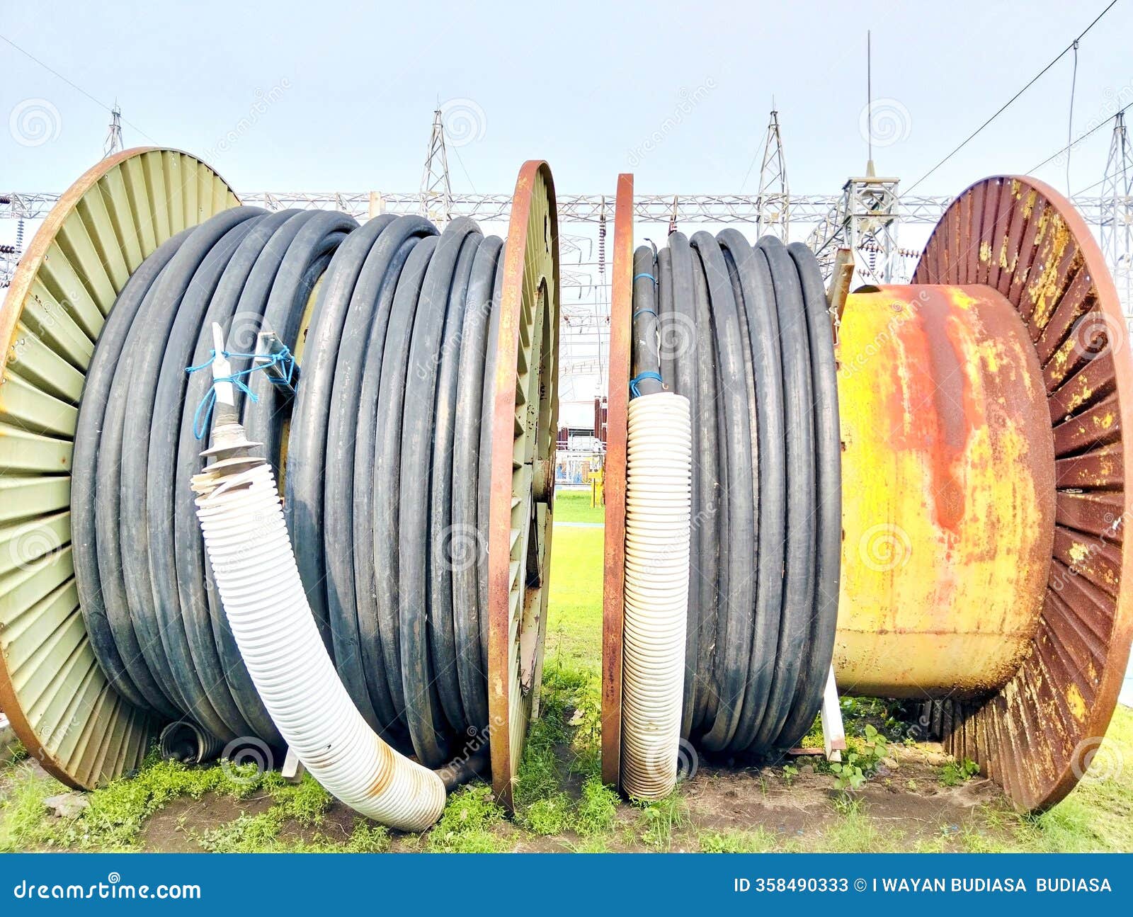 Two Large Coils of Cable in an Electrical Installation Stock Image ...