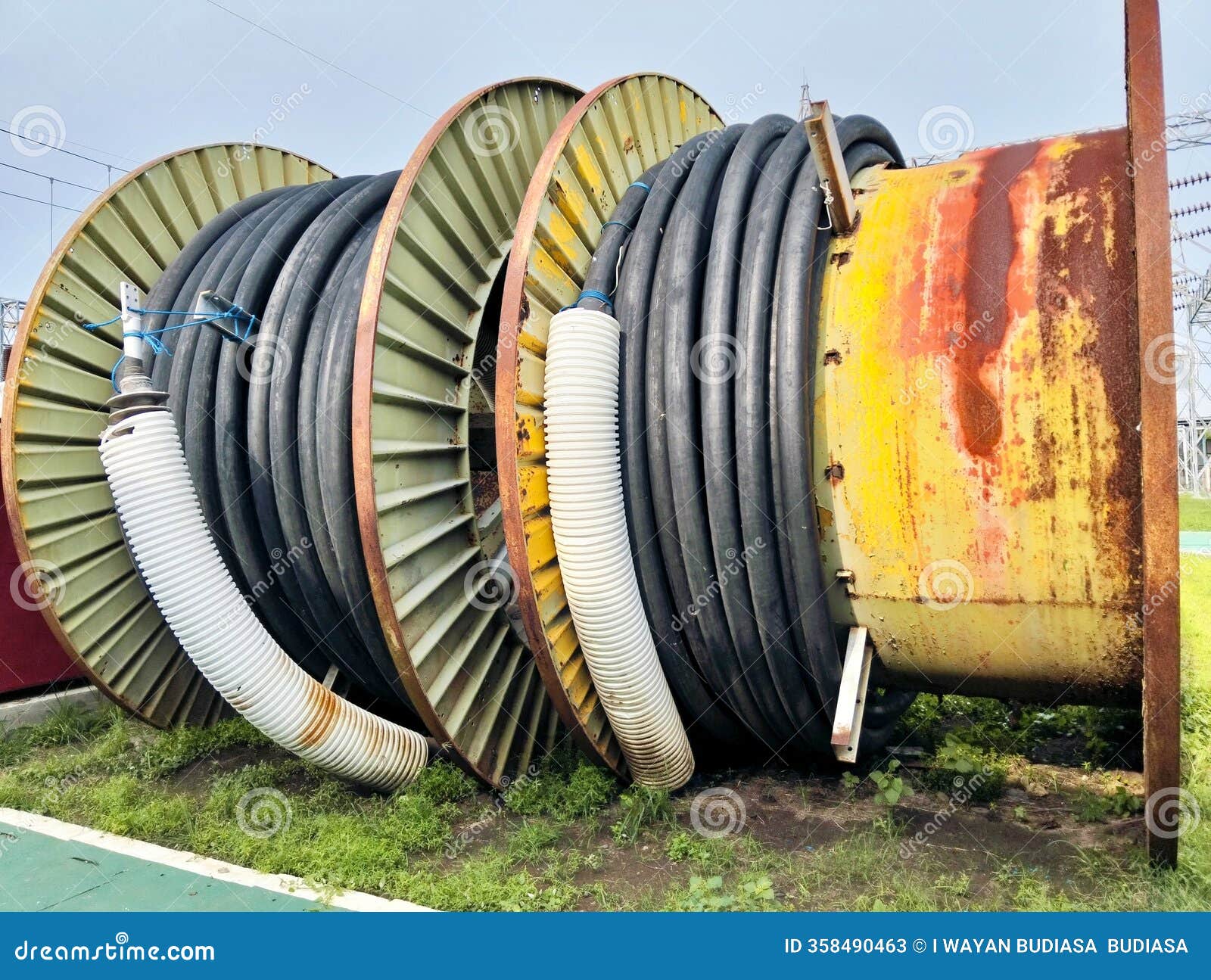 Two Large Coils of Cable in an Electrical Installation Stock Image ...