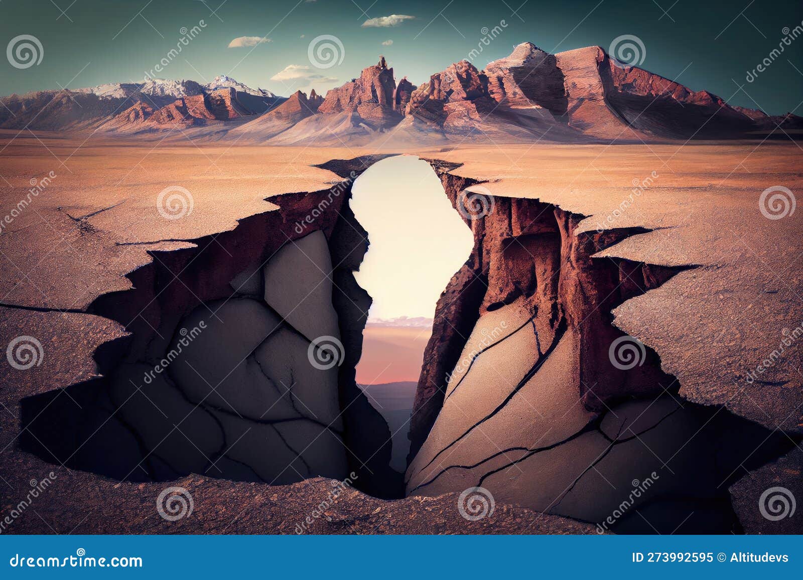 Two Large Cracks in Earth Formed after Aftermath Earthquake Stock ...