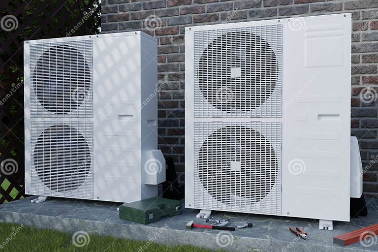 Two Large External Blocks with Tools 3d Render Stock Image - Image of ...