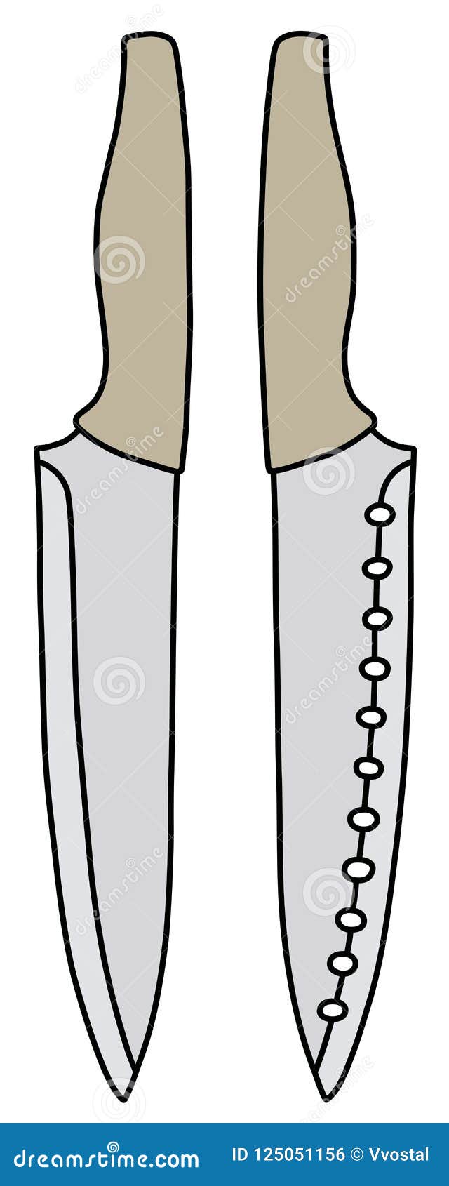 Two large kitchen knives stock vector. Illustration of handle - 125051156