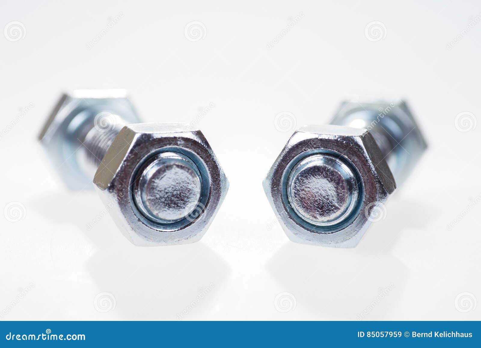 Two Large Metal Bolt with Nut Tightened Stock Image - Image of ...