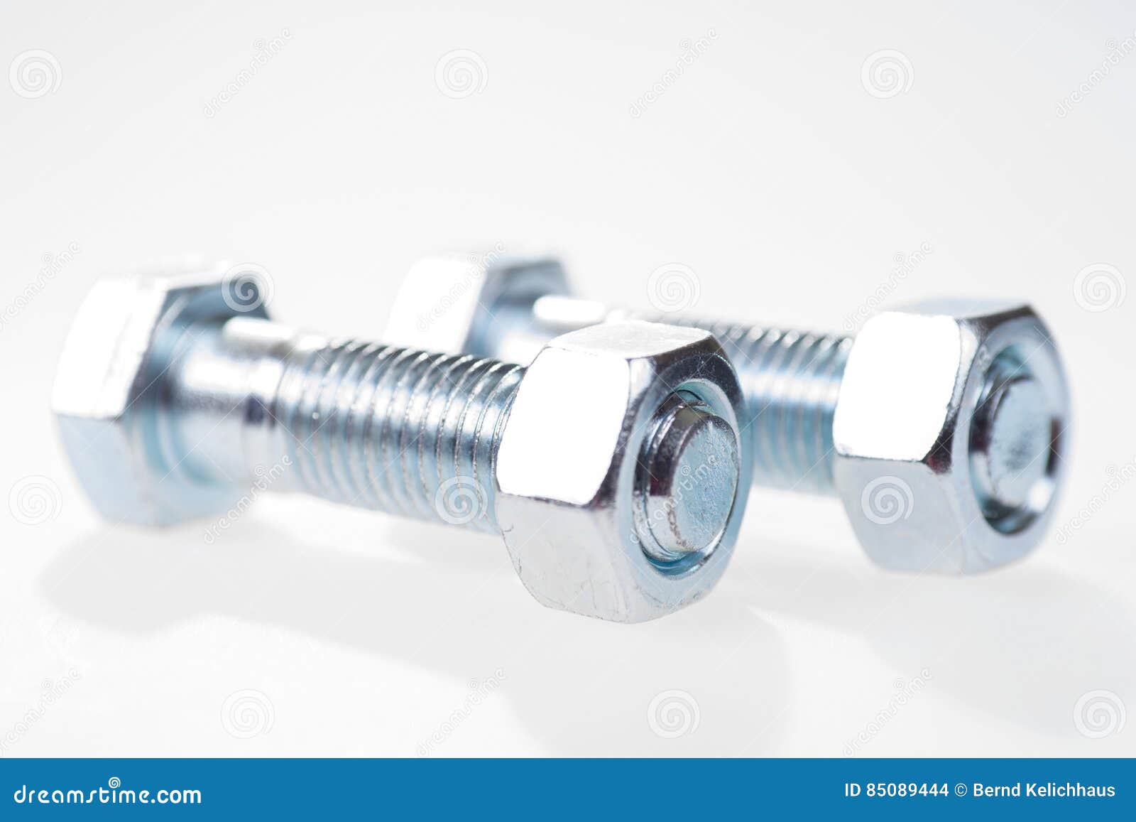 Two Large Metal Bolt with Nut Tightened Stock Photo - Image of factory ...
