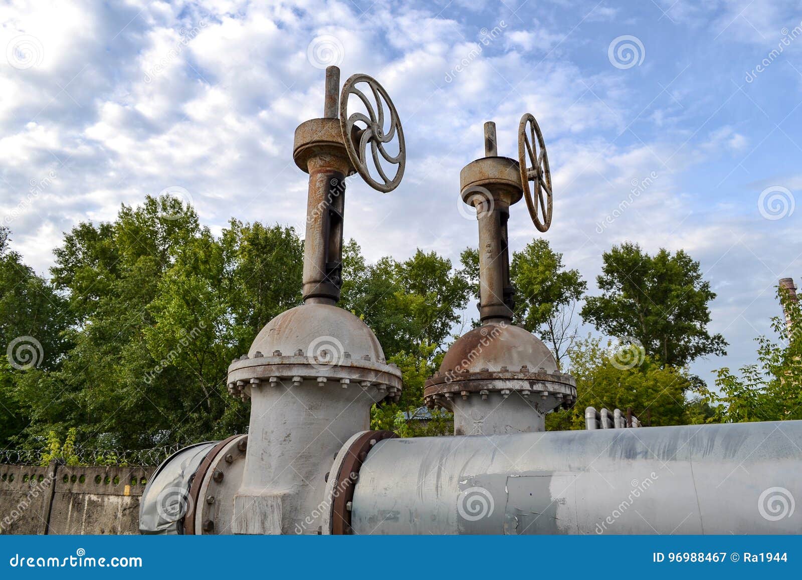 Two Large Pipeline Valves on the Heating Main Pipes Stock Image - Image ...