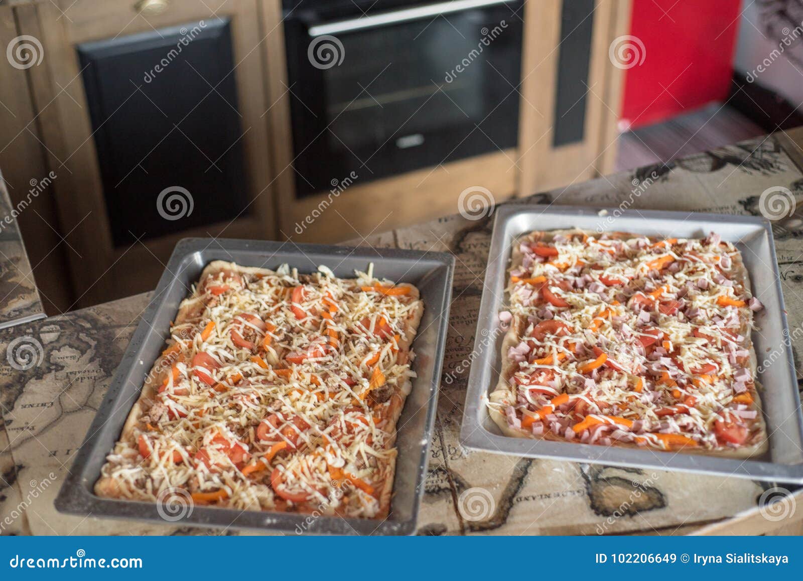 Two large pizzas stock image. Image of italy, italian - 102206649