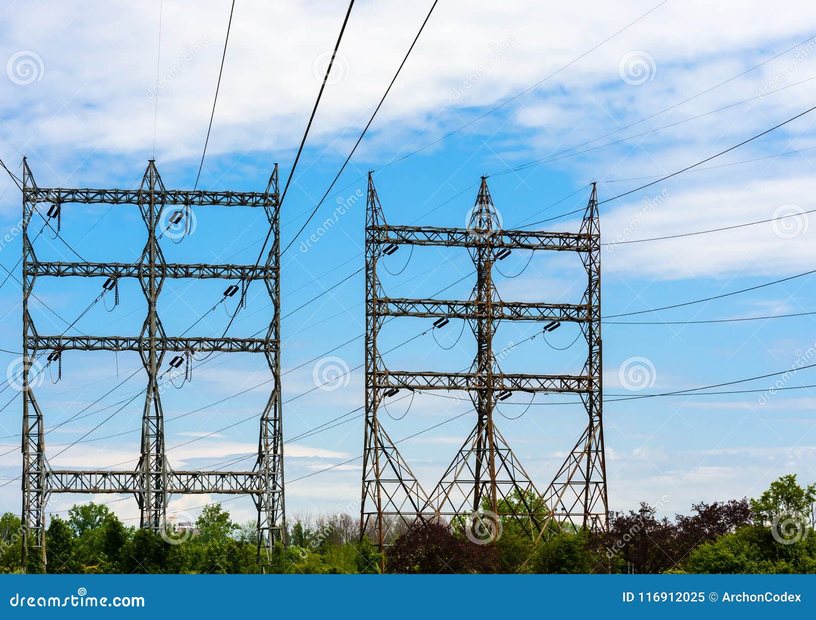 Two Large Rectangular Electrical Towers. Stock Image - Image of ...