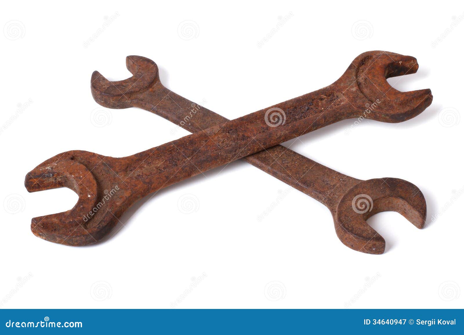 Two Large Rusty Wrenches Isolated on White Stock Image - Image of ...