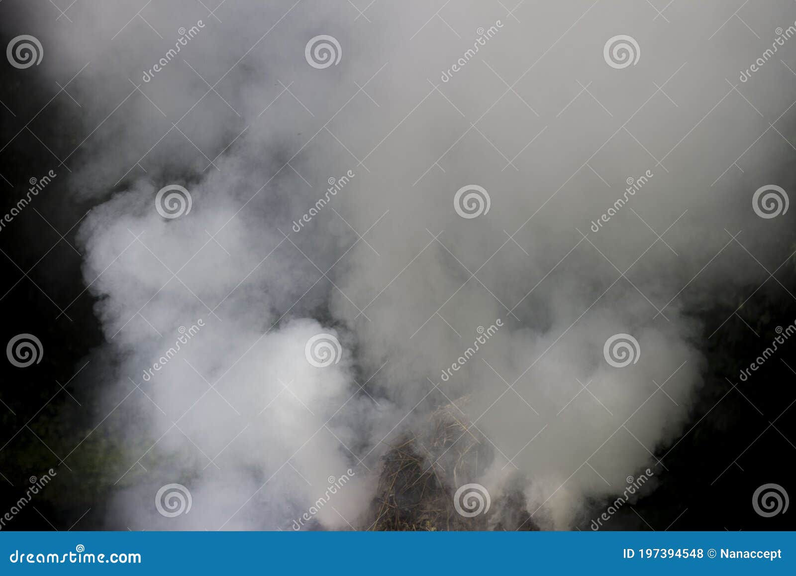 White Smoke Thick from the Fire. Two Large Smoke Pipes Form Swirls ...