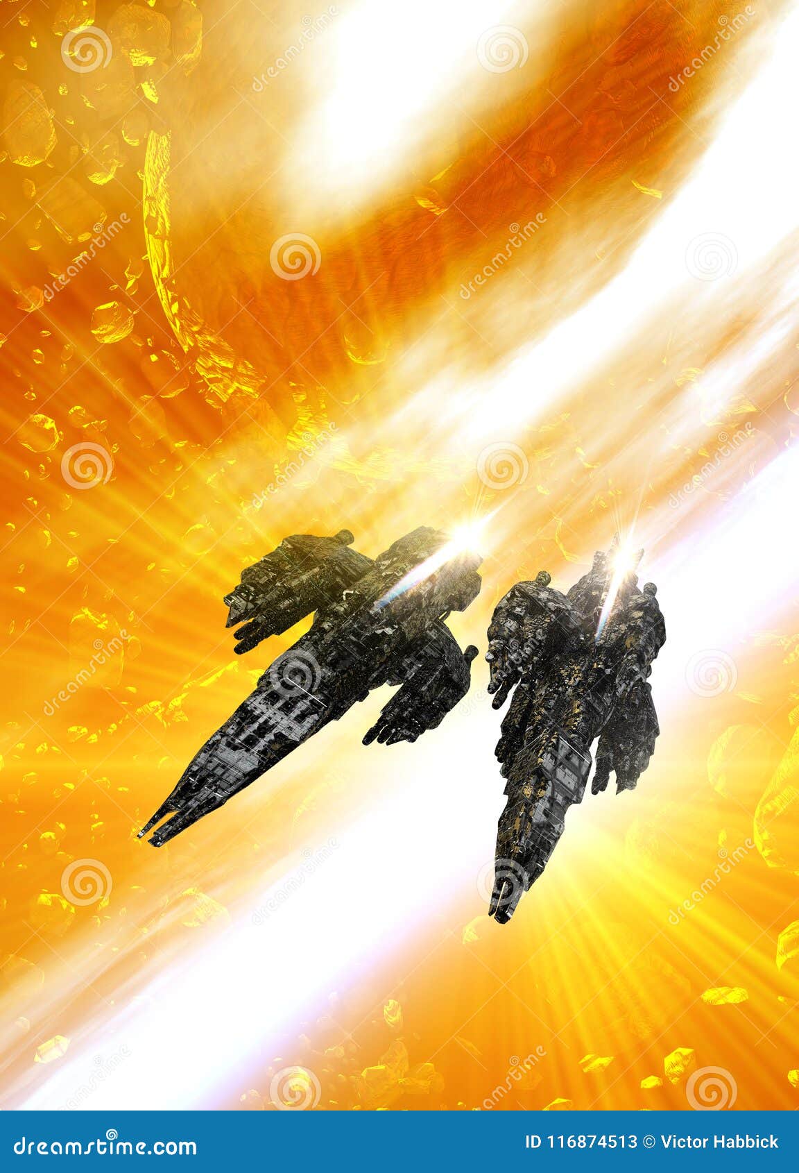 Two large spaceships stock illustration. Illustration of vehicle ...