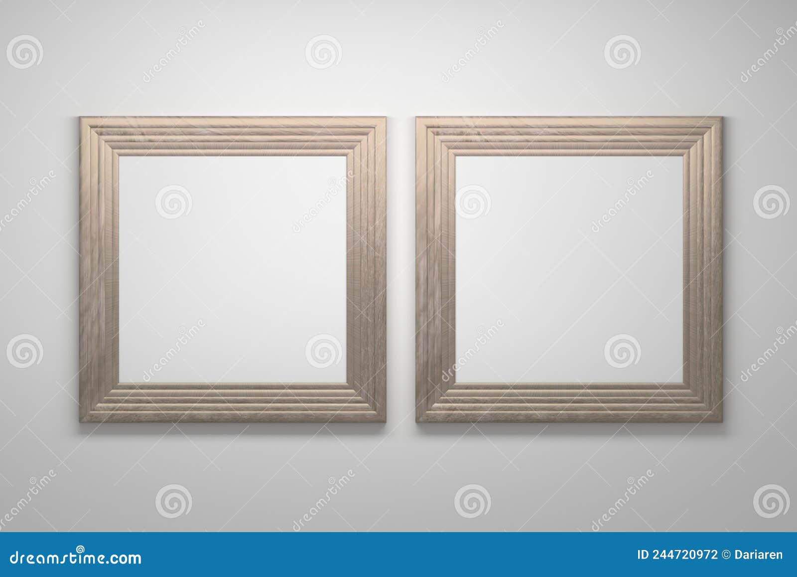 Two Large Square Blank Wooden Frames on White Background Stock ...