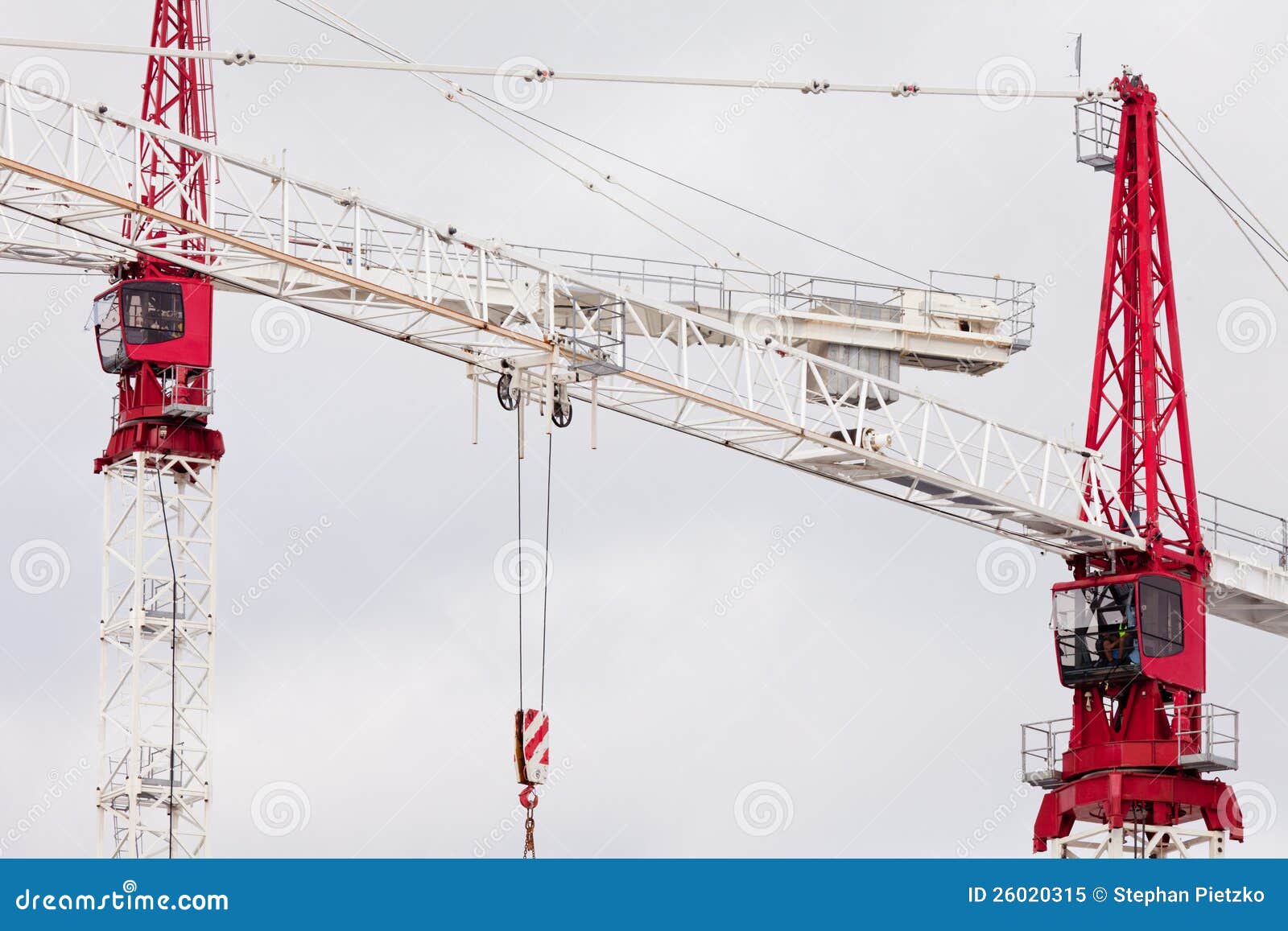 Two Large Steel Construction Cranes Close Together Stock Image - Image ...