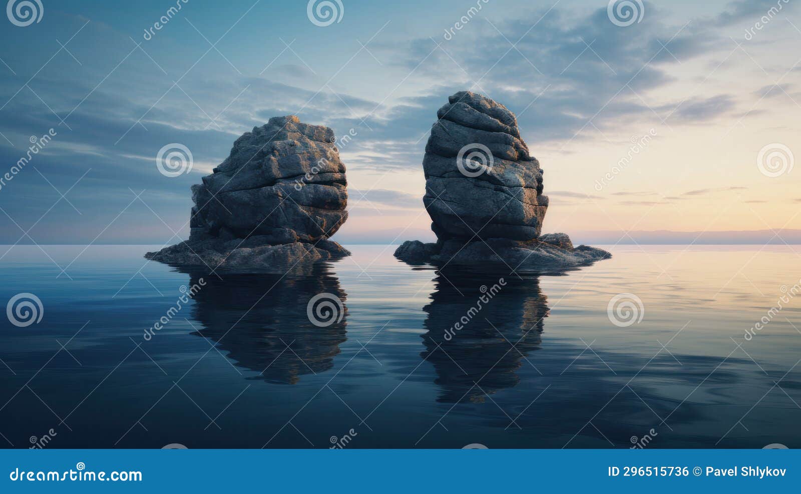 Two Large Stones in the Water of a Quiet Lake. Passage, Gate, Symbol of ...