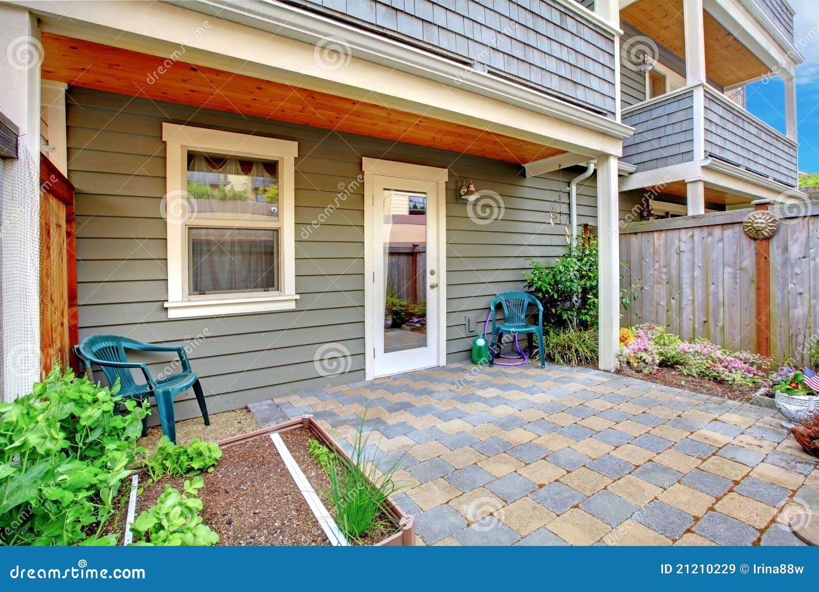 Two Large Townhouses and Driveway Stock Image - Image of small ...