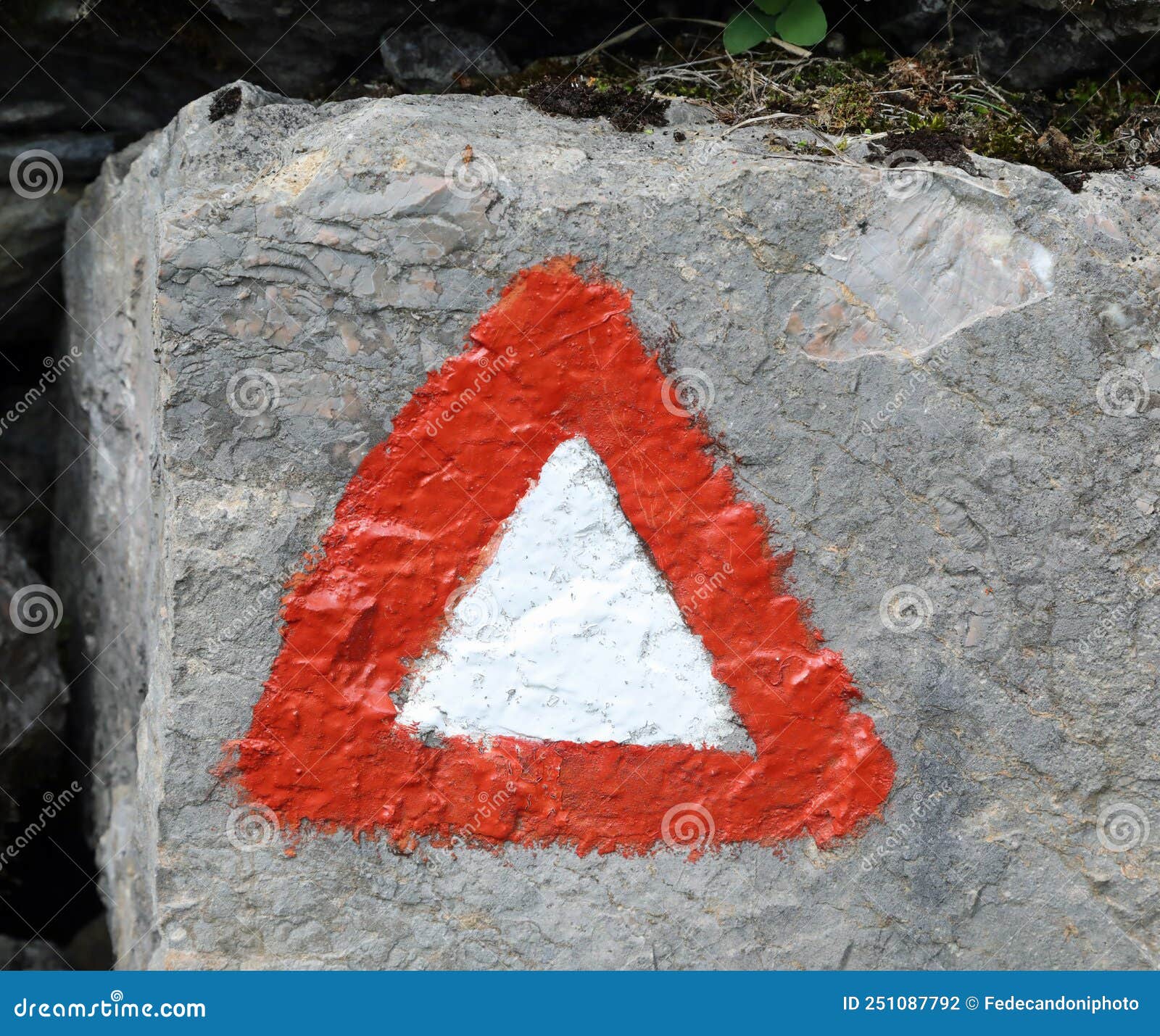 Two Large White and Red Triangles One Inside the Other To Indica Stock ...