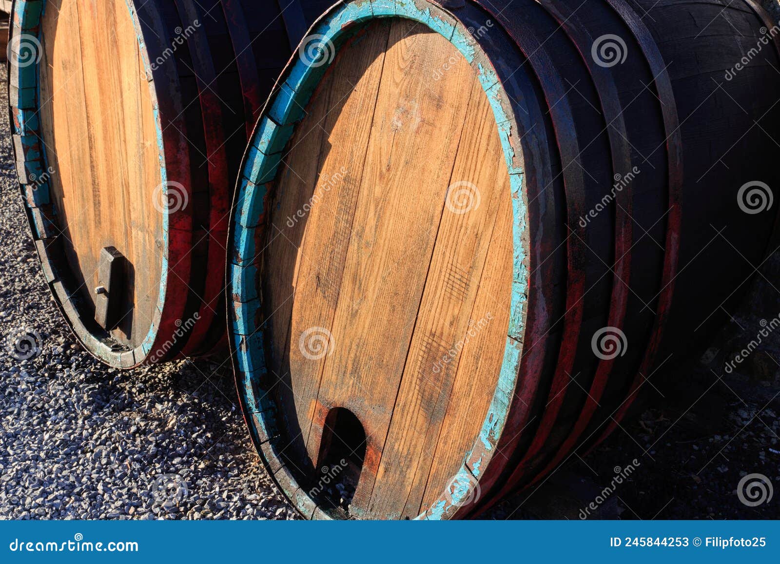 Two larger wine barrels stock image. Image of autumn - 245844253