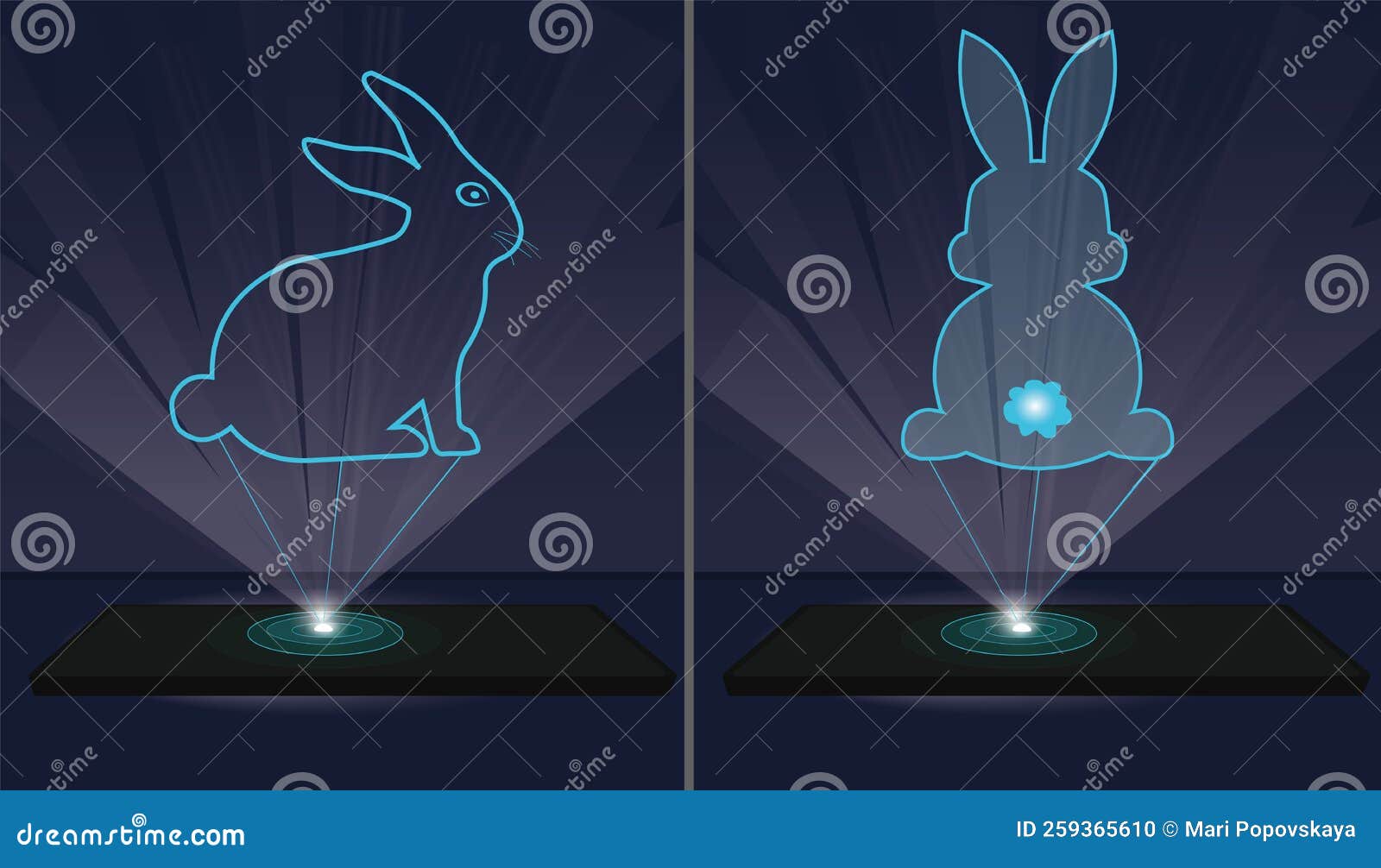 Two Laser Holographic Projections of a Rabbit. Stock Vector ...