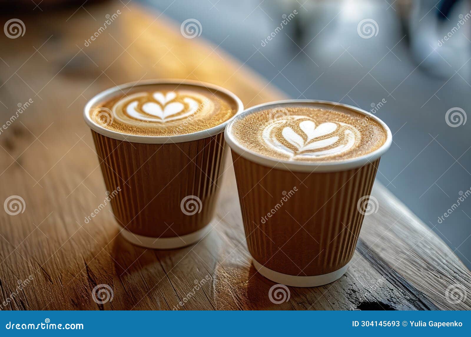 Two Latte with Heart Latte Art on a Tray Stock Image - Image of latte ...