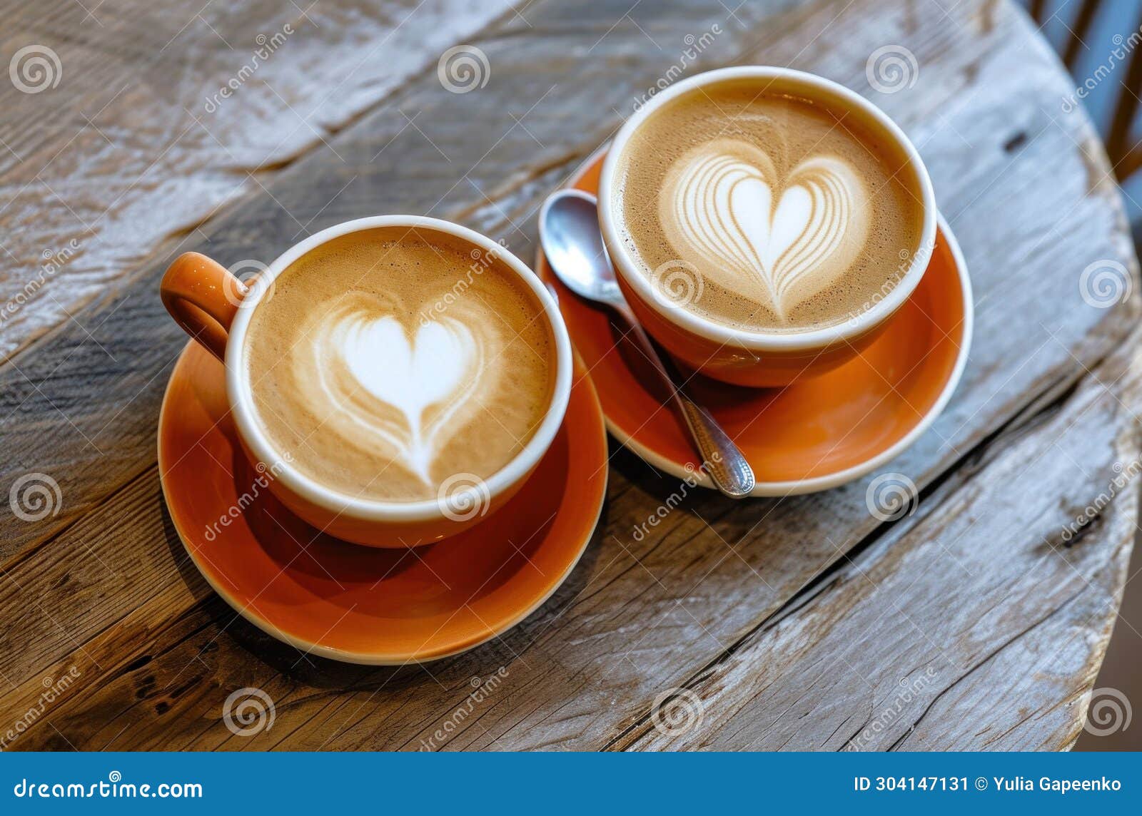 Two Latte with Heart Latte Art on a Tray Stock Image - Image of shape ...