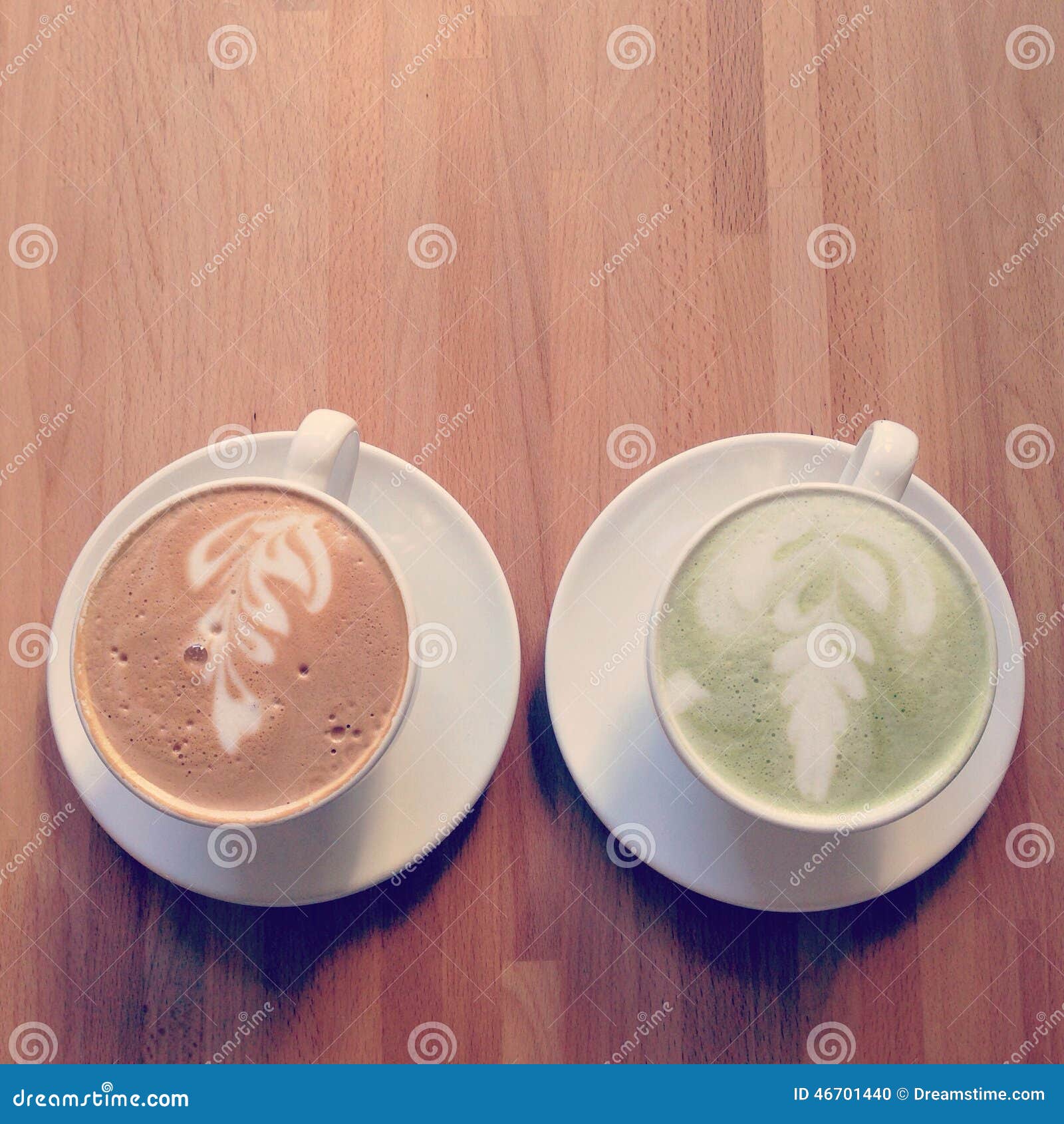 Two lattes stock photo. Image of coffee, autumn, cafe - 46701440