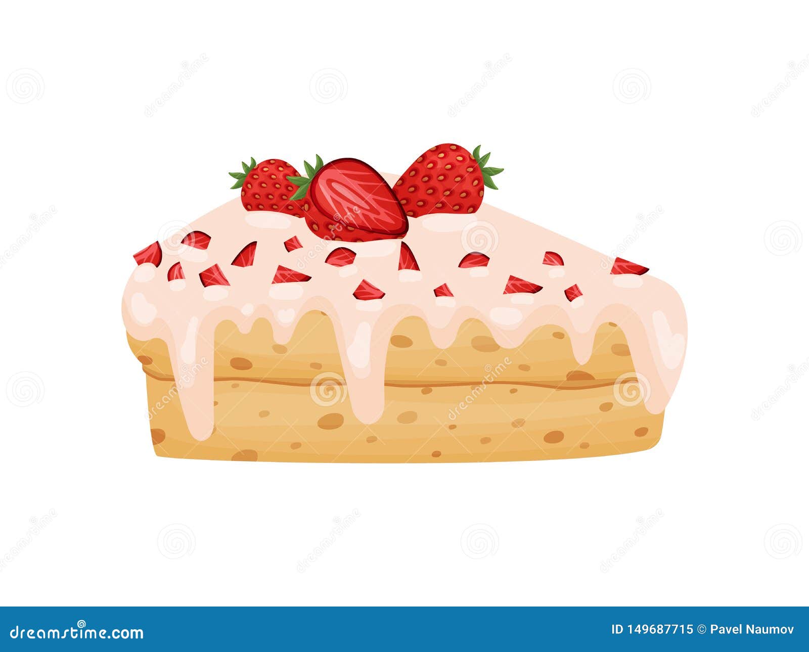 Two-layer Piece of Cake. Vector Illustration on White Background. Stock ...