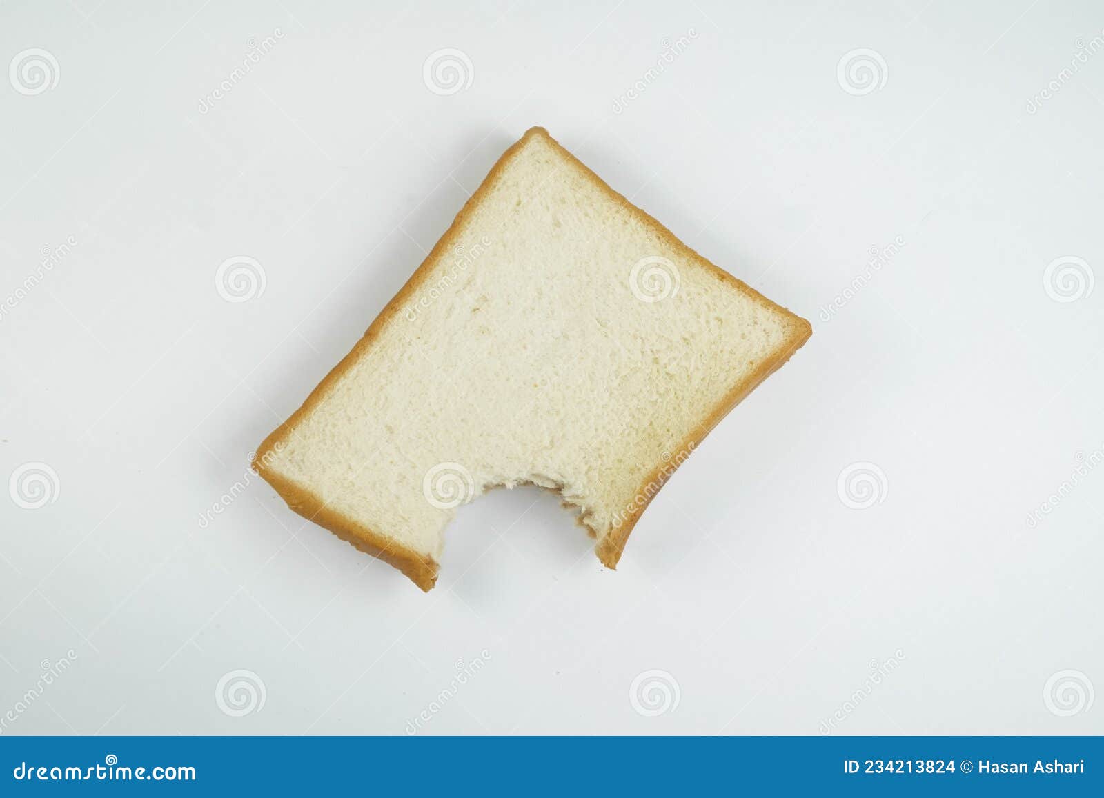 Two Layers of White Bread with Bite Marks on a White Background Stock ...
