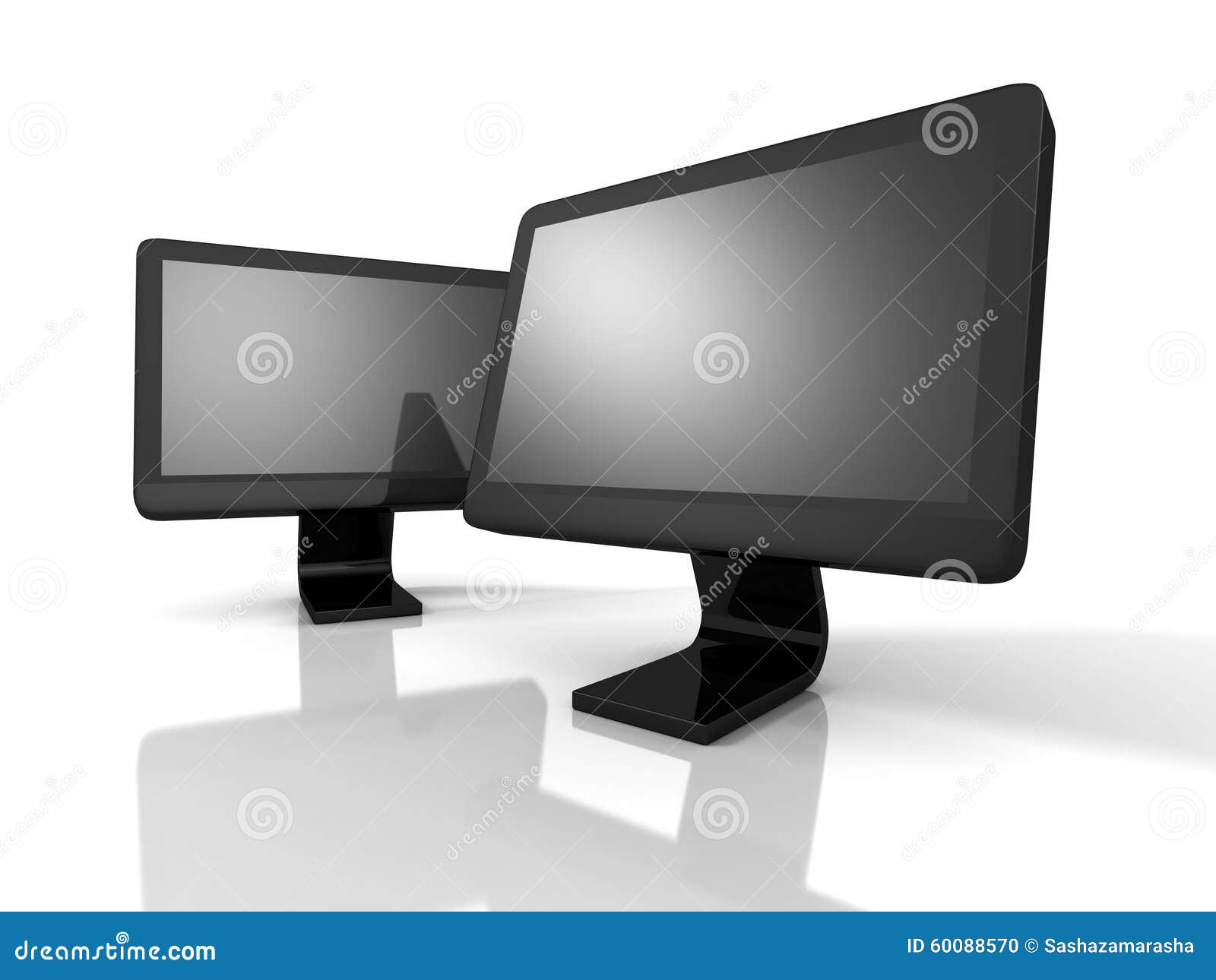 Two LCD Computer Monitors on White Background Stock Illustration ...