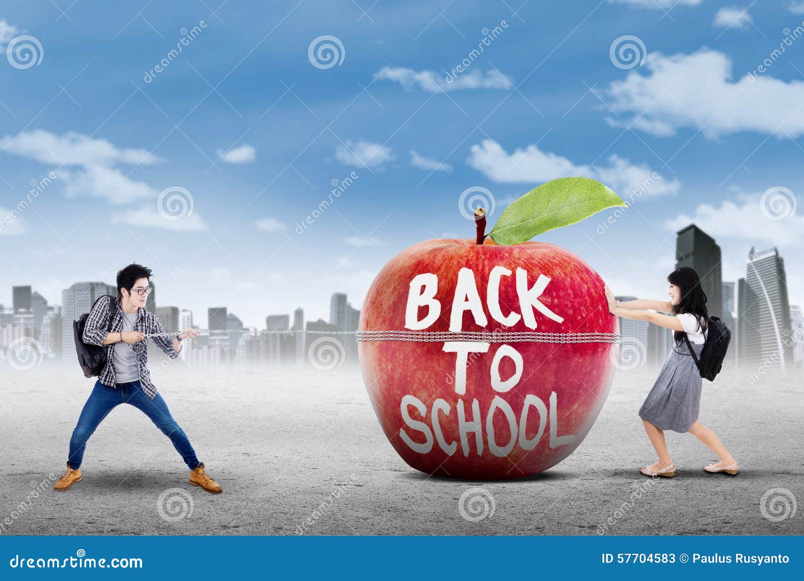 Two Learners and Apple with Text of Back To School Stock Image - Image ...