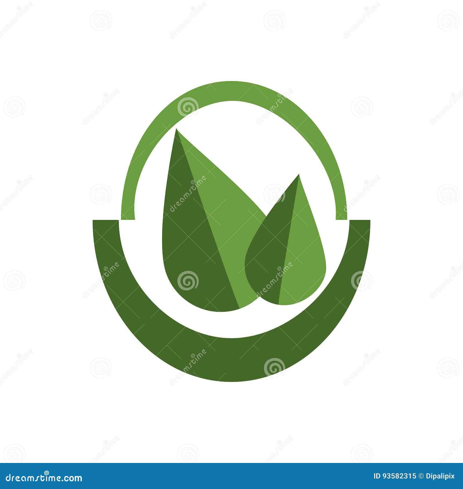 Two Leaves in a Circle Emblem Stock Vector - Illustration of green ...