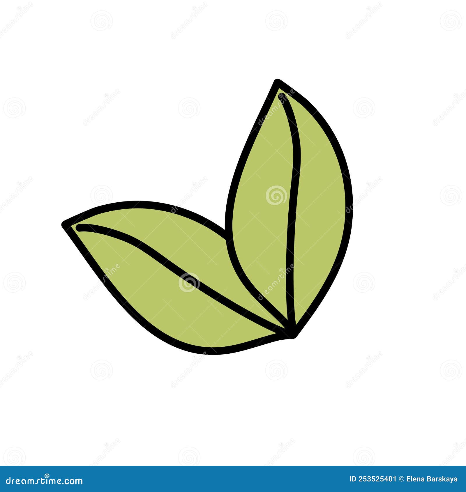 Two Leaves in the Style of a Doodle on a White Background Stock Vector ...