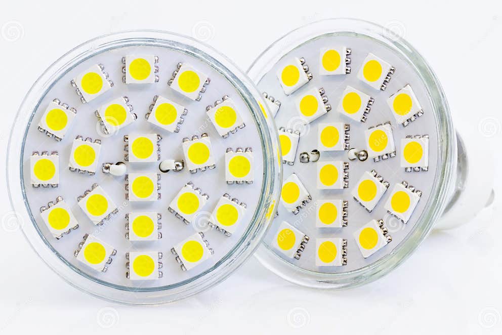 Two LED Bulbs with Warm and Cold Light Stock Photo - Image of gu10 ...