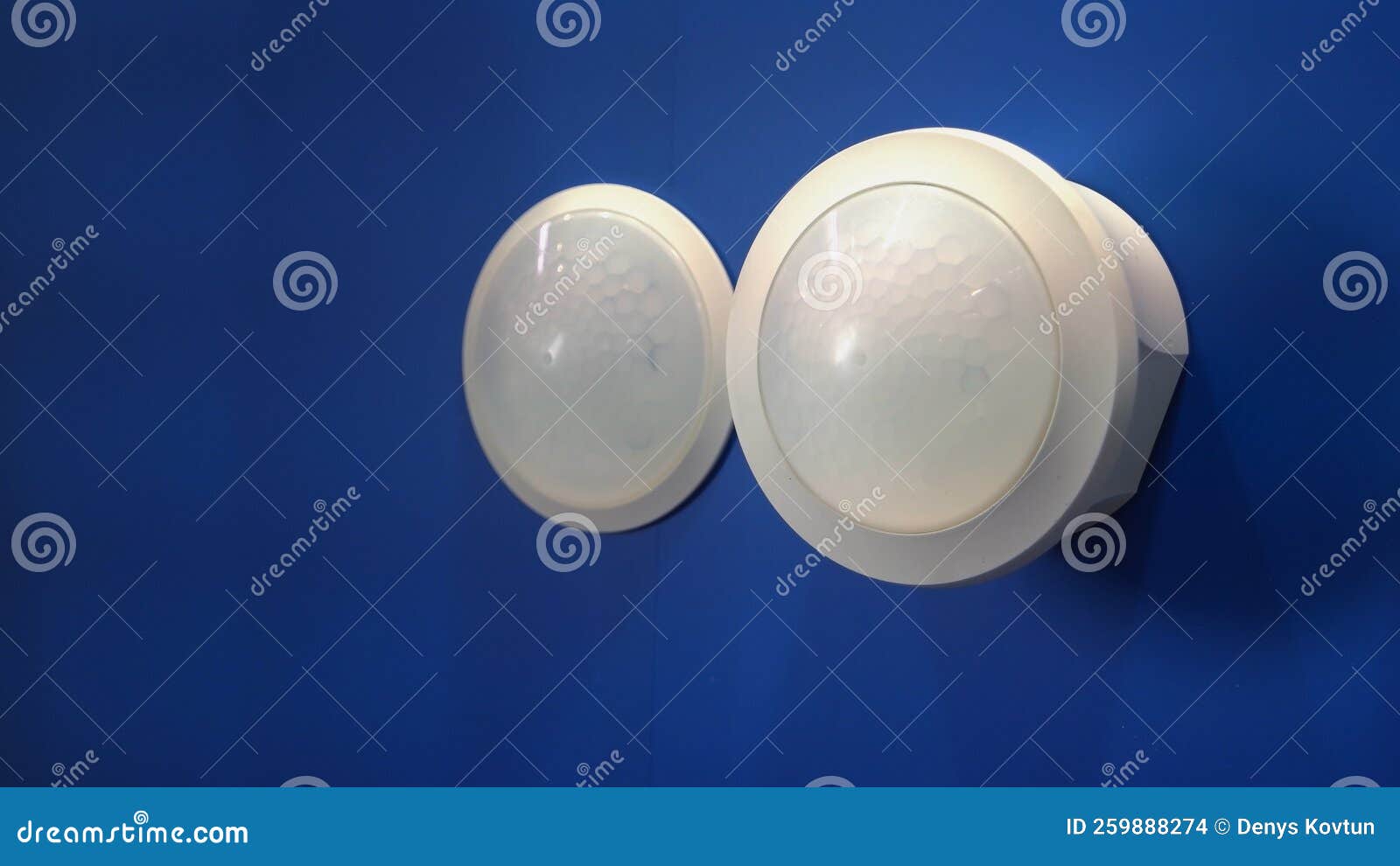 Two Led Lamps on the Blue Wall. Stock Photo - Image of bright, emission ...