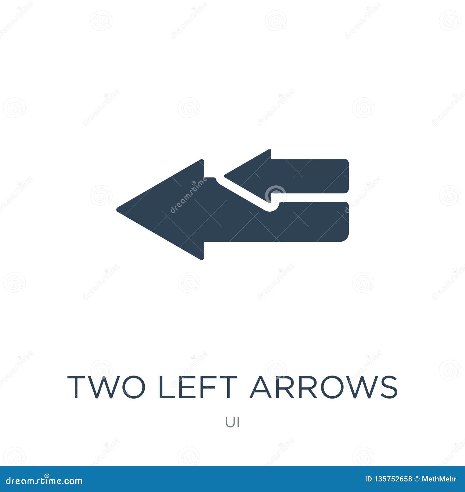 Two Left Arrows Icon in Trendy Design Style. Two Left Arrows Icon ...