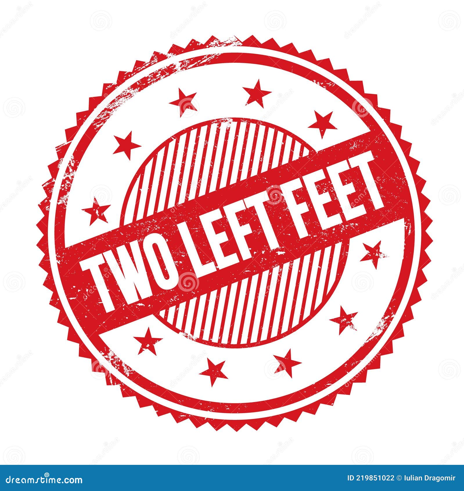 TWO LEFT FEET Text Written on Red Grungy Round Stamp Stock Illustration ...