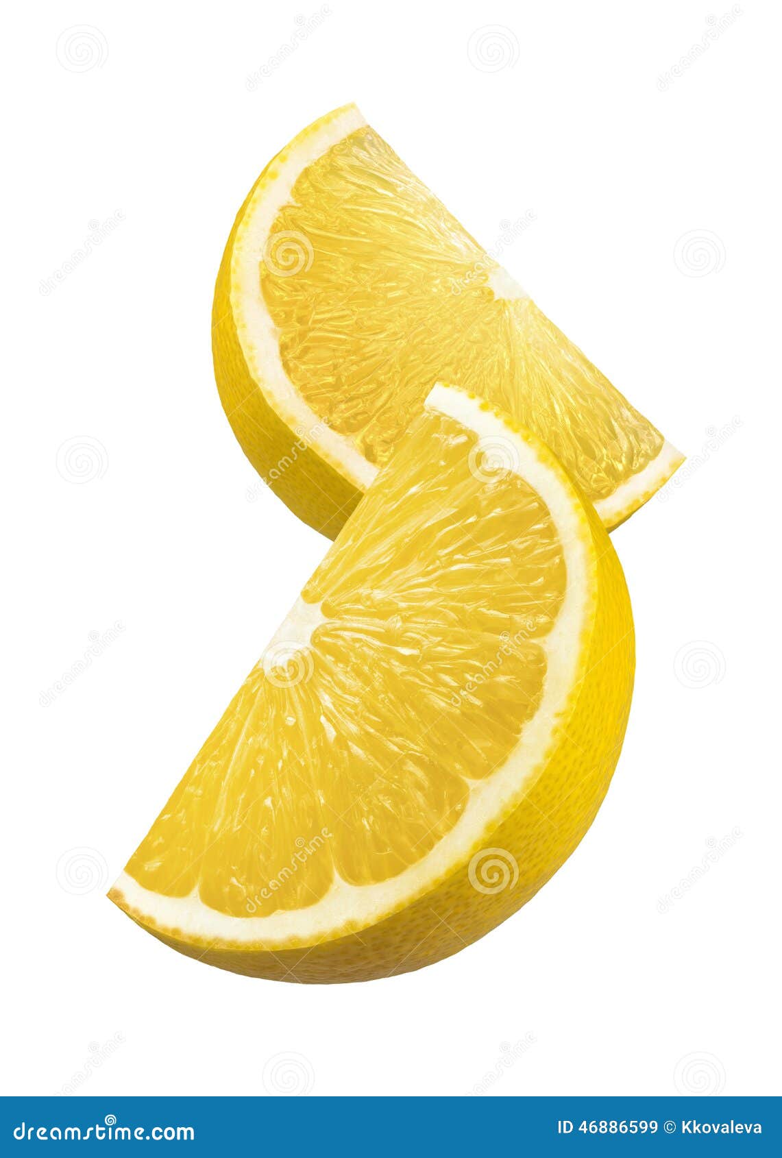 Two Lemon Quarter Slices Isolated on White Stock Image - Image of slice ...