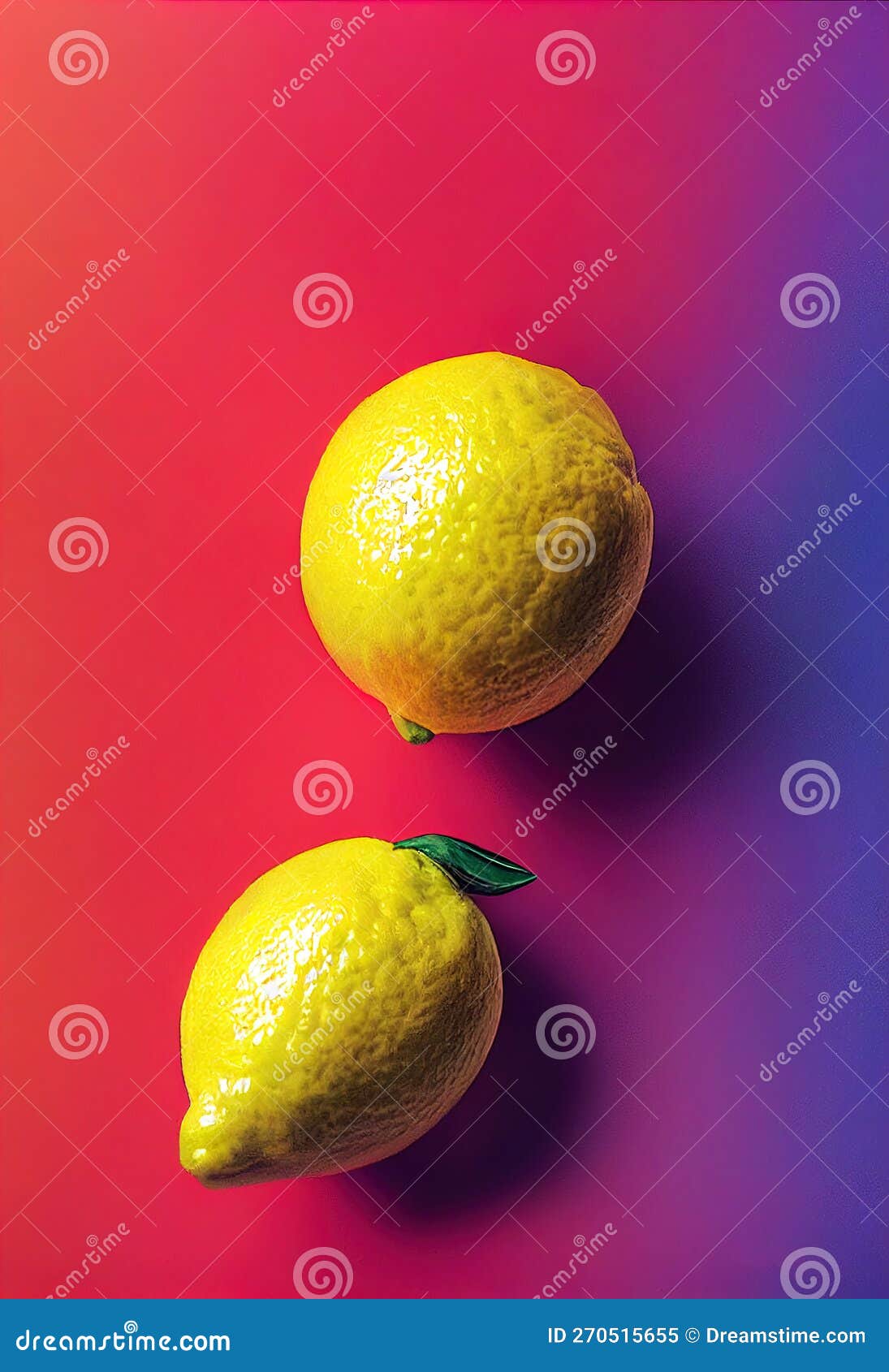 Two Lemons on a Bright Colored Background with a Pink and Blue ...