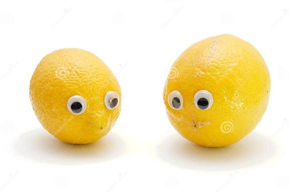 Two Lemons with Eyes Isolated Stock Photo - Image of talk, pair: 8851896