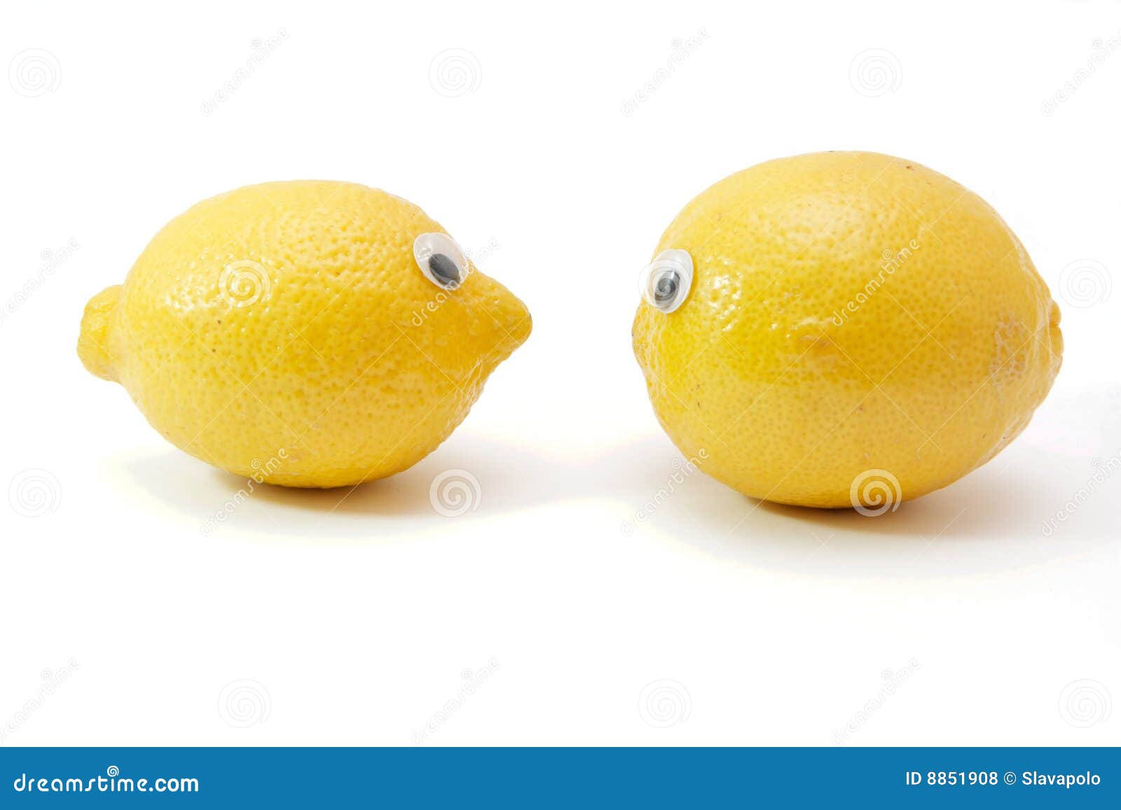 Two Lemons with Eyes Isolated Stock Photo - Image of dialog, funny: 8851908