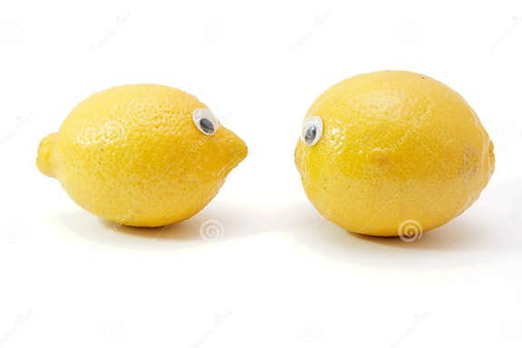 Two Lemons with Eyes Isolated Stock Photo - Image of dialog, funny: 8851908