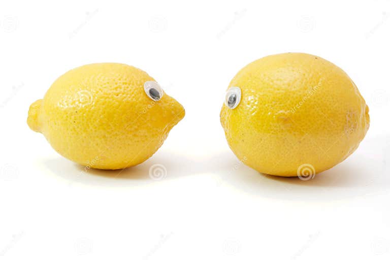 Two Lemons with Eyes Isolated Stock Photo - Image of dialog, funny: 8851908