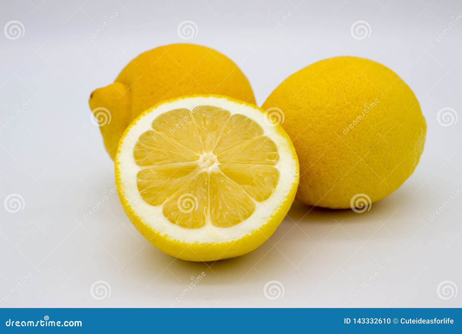 Two Lemons and a Half of a Lemon Isolated Image on a White Background ...