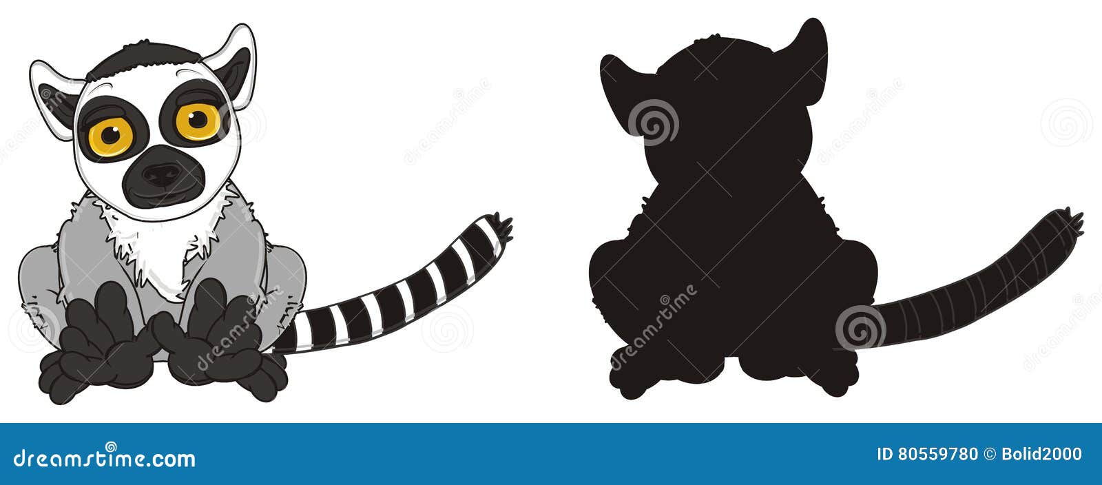 Two lemurs sit stock illustration. Illustration of yellow - 80559780