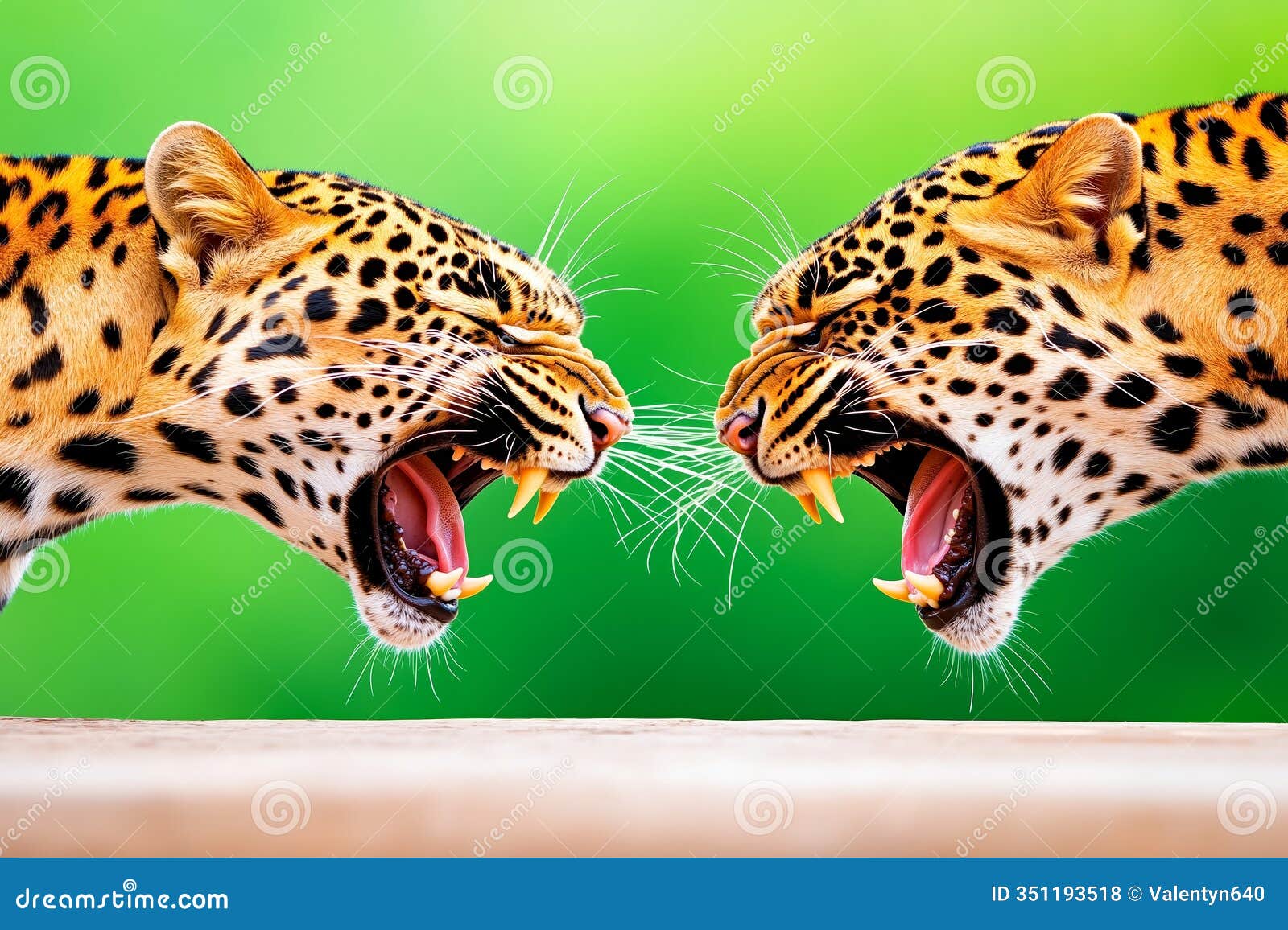 Two Leopards are Fighting with Each Other with Their Mouths Open Stock ...