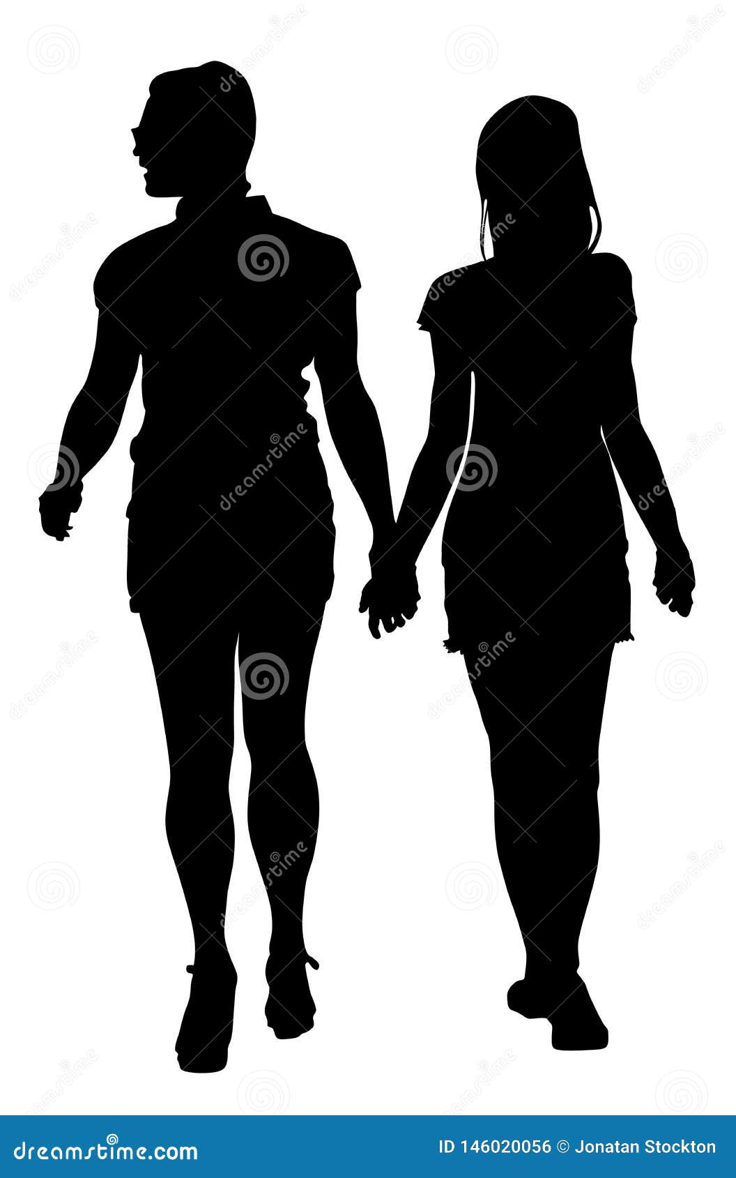 Two Lesbian Girls Hand To Hand Silhouette Illustration Isolated On