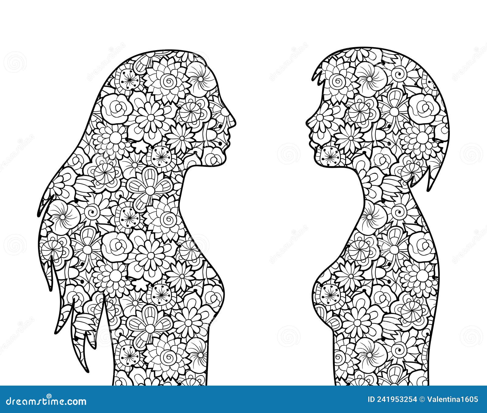 Two Lesbian Girls Hand To Hand Silhouette Illustration Isolated On