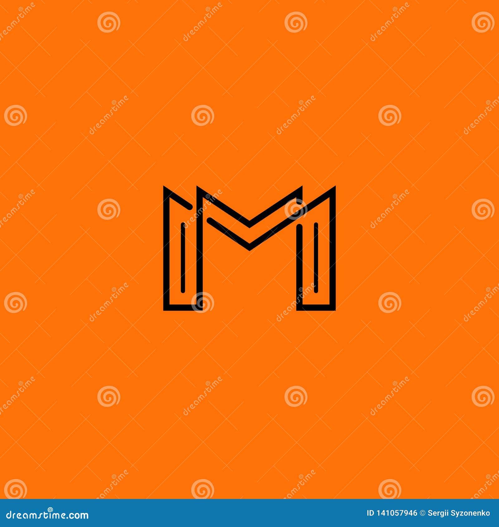 Two Letter M Monogram Style Mockup Logo, Design Thin Line Element for ...