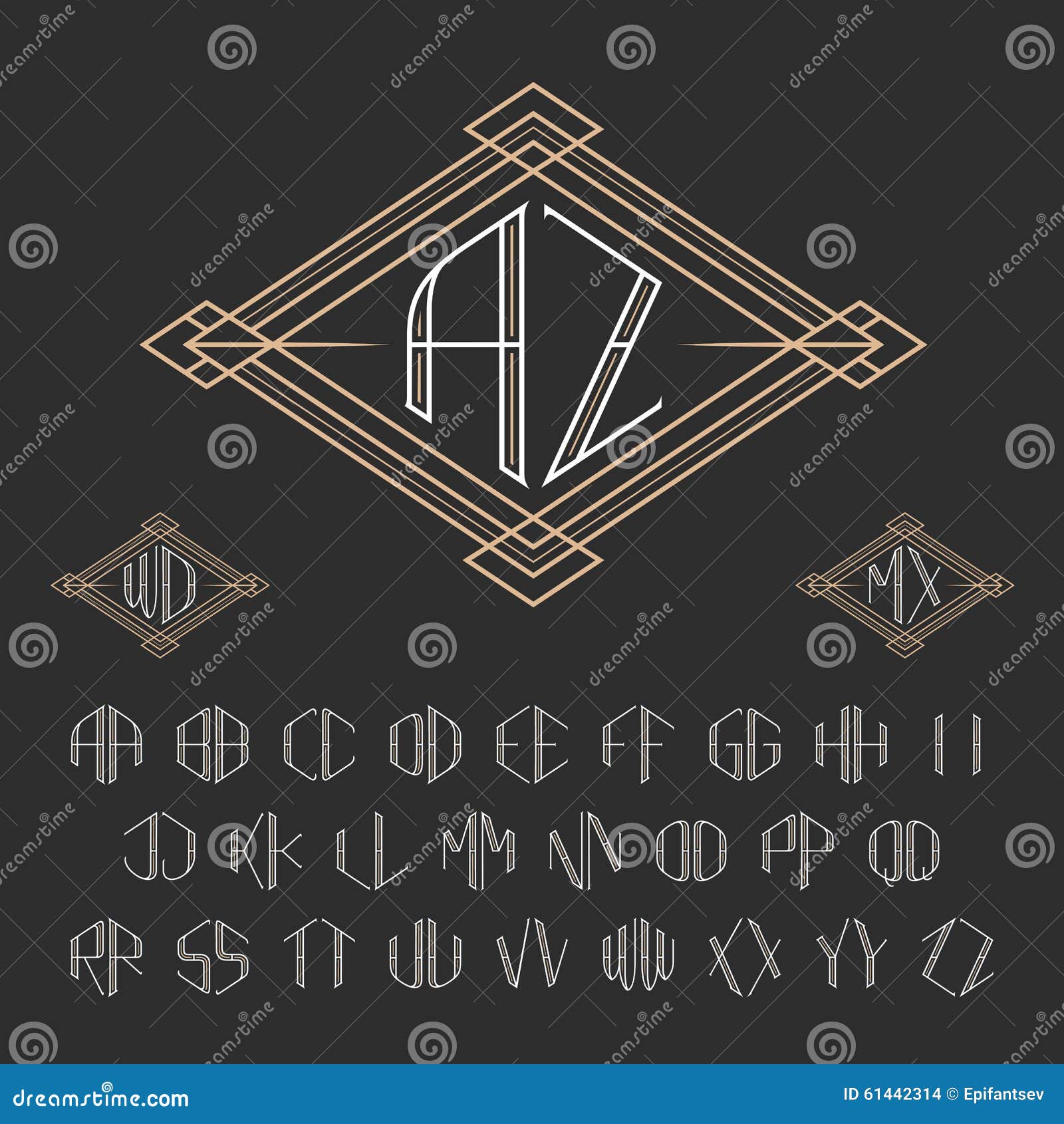 Two Letters Monogram Template. Stock Vector - Illustration of classic ...