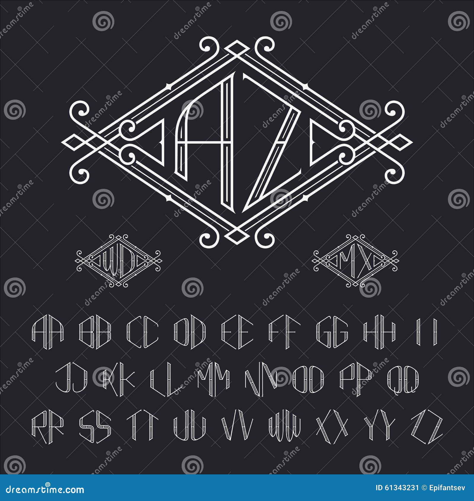 Two Letters Monogram Template. Stock Vector - Illustration of border ...