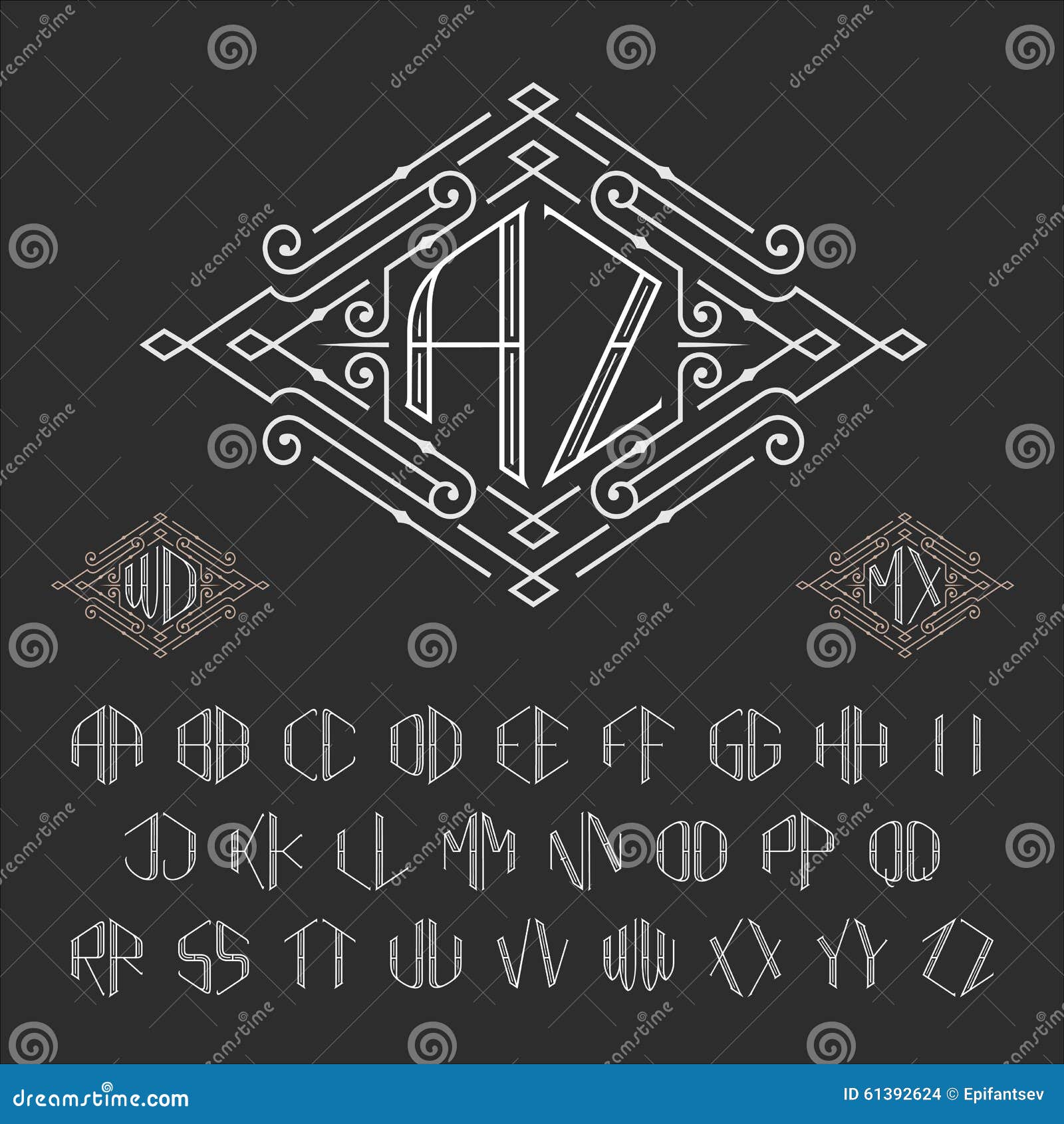 Two Letters Monogram Template. Stock Vector - Illustration of classic ...